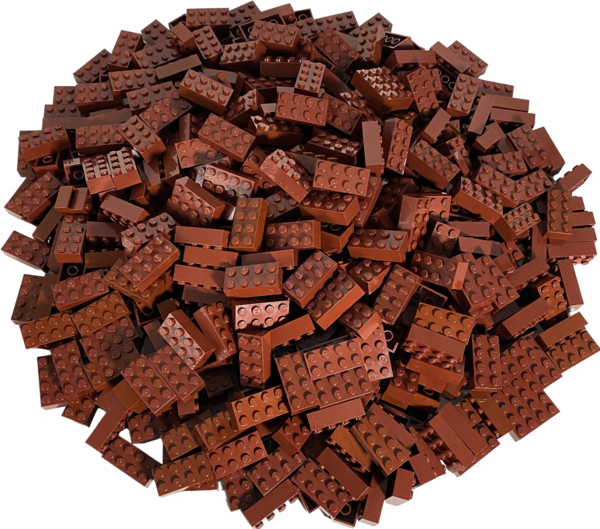LEGO 2x4 bricks red brown / 500 pieces / Reddish brown 3001 (3001, LEGO ...