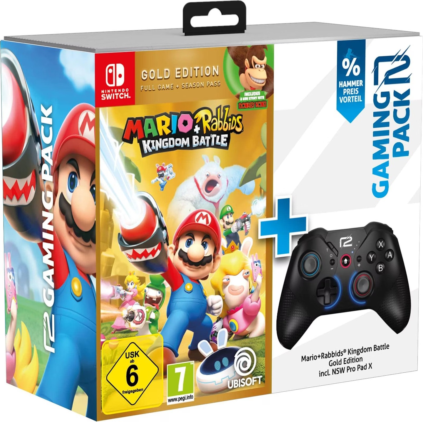 Ubisoft Bundle Mario Rabbids Kingdom Battle (Gold) + Wireless Pro Pad X ...